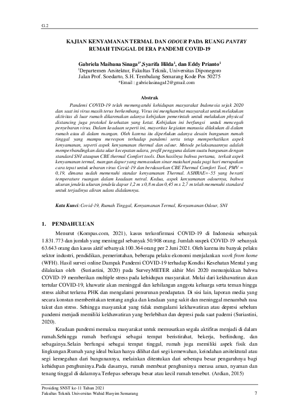 (PDF) Kajian Kenyamanan Termal Dan Odour Pada Ruang Pantry Rumah ...