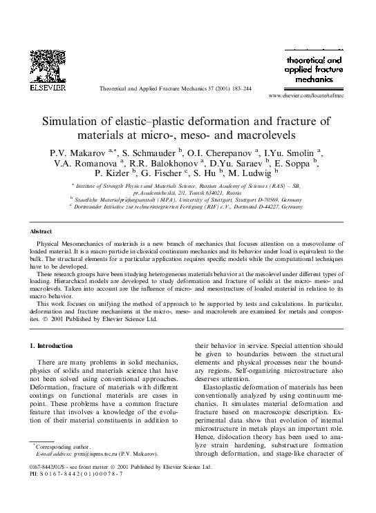 (PDF) Simulation of elastic–plastic deformation and fracture of ...
