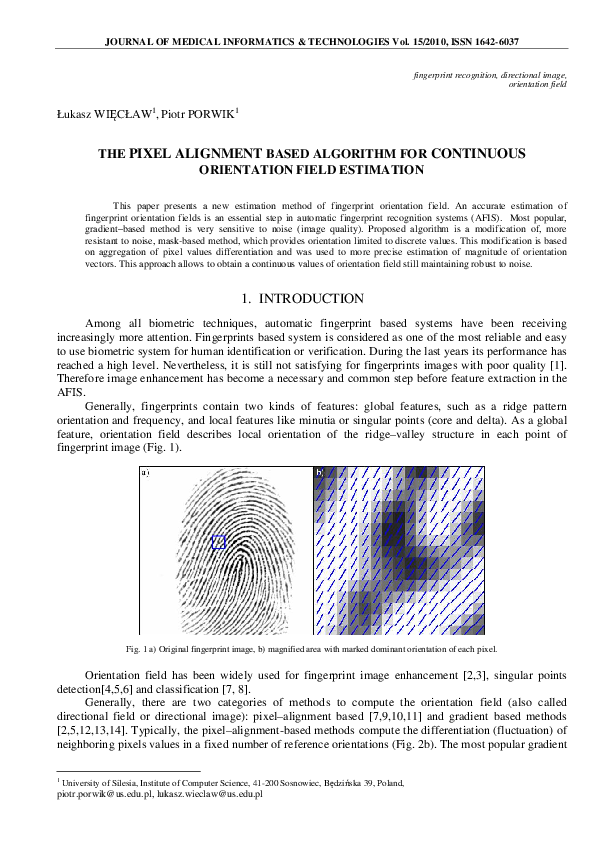 Pdf The Pixel Alignment Based Algorithm For Continuous Orientation