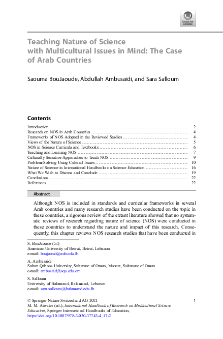 Pdf Teaching Nature Of Science With Multicultural Issues In Mind The