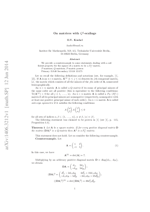 (PDF) 4 On matrices with Q2-scalings