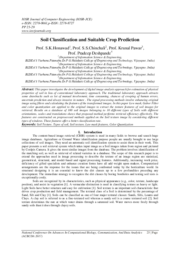 (PDF) Soil Classification and Suitable Crop Prediction