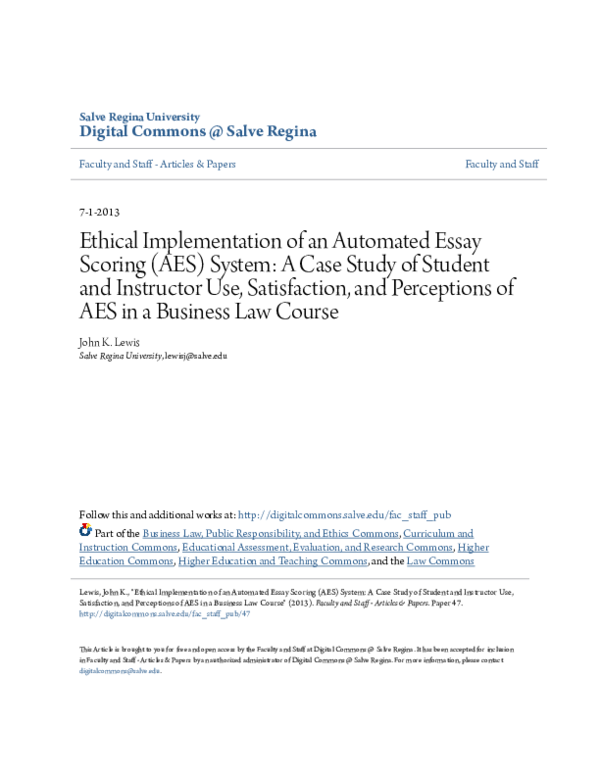 (PDF) Ethical Implementation of an Automated Essay Scoring (AES) System ...