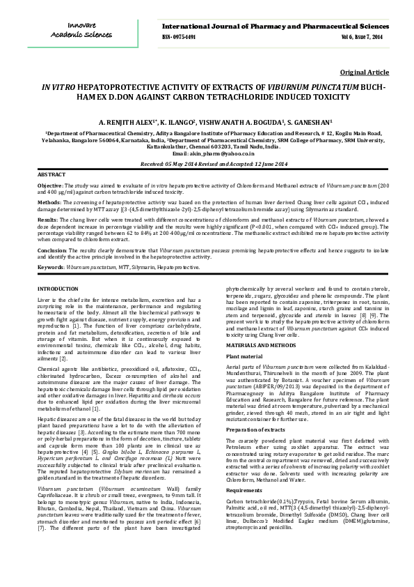 (PDF) In Vitro Hepatoprotective Activity of Extracts of Viburnum ...