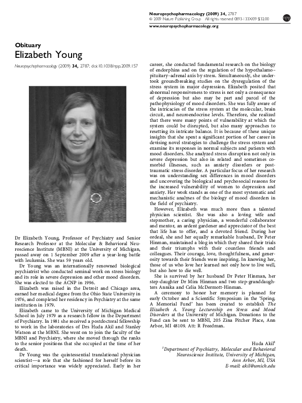 (PDF) Elizabeth Young | Huda Akil - Academia.edu