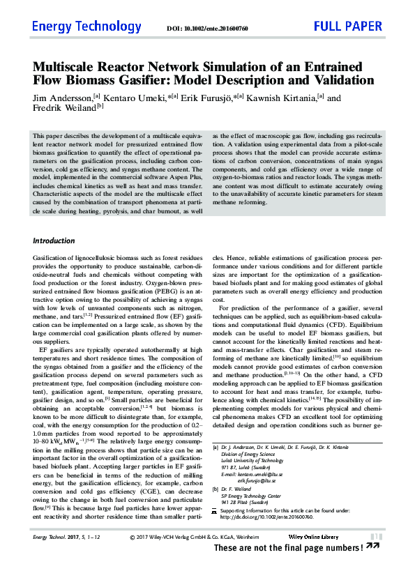 (PDF) Multiscale Reactor Network Simulation of an Entrained Flow ...