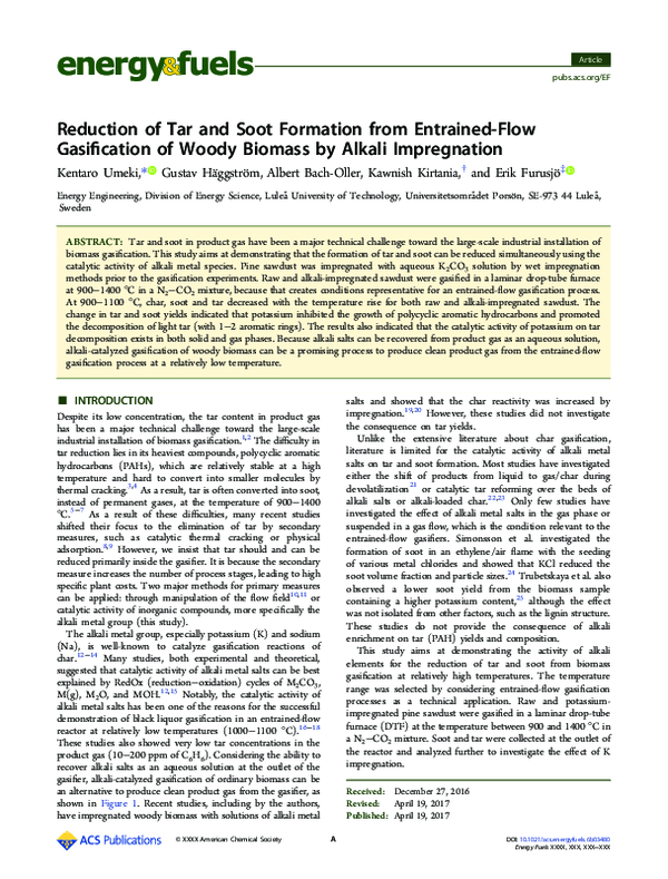 (PDF) Reduction of Tar and Soot Formation from Entrained-Flow ...