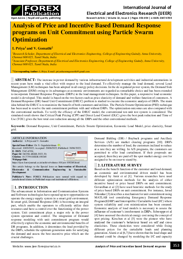 (PDF) Analysis of Price and Incentive Based Demand Response programs on Unit Commitment using ...