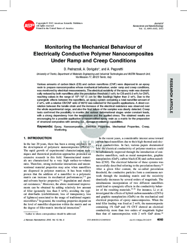 (PDF) Monitoring the Mechanical Behaviour of Electrically Conductive ...