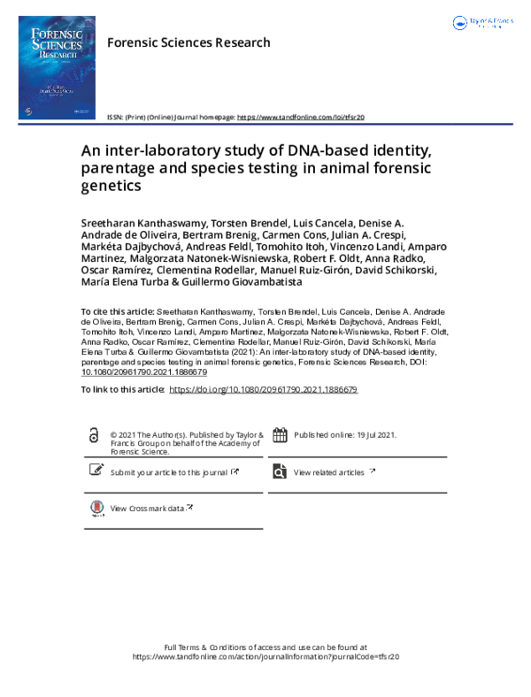 (PDF) An inter-laboratory study of DNA-based identity, parentage and ...