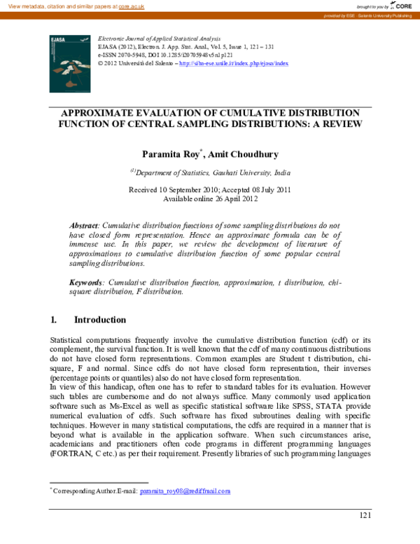 (PDF) Approximate evaluation of cumulative distribution function of central sampling ...