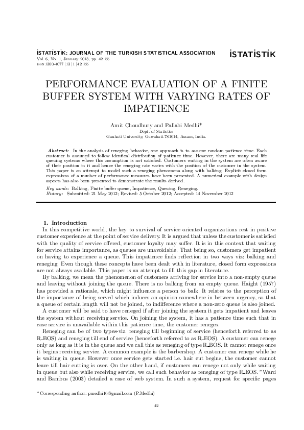 Pdf Performance Evaluation Of A Finite Buffer System With Varying
