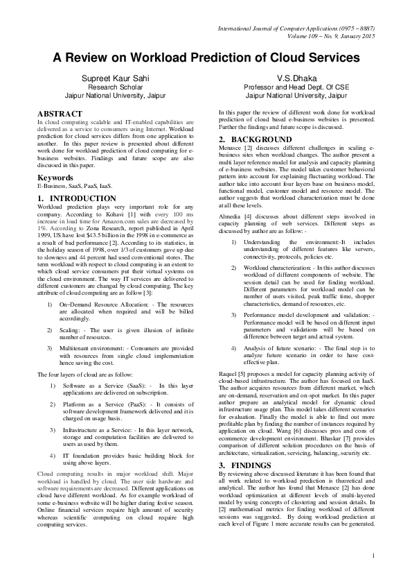(PDF) A Review on Workload Prediction of Cloud Services | Supreet Sahi ...