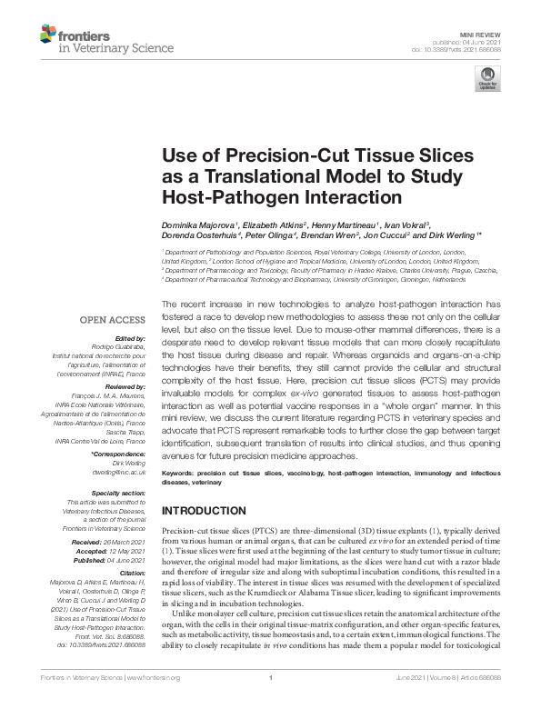 (PDF) Use of Precision-Cut Tissue Slices as a Translational Model to ...