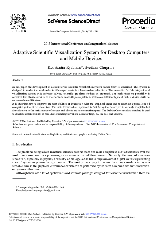 (PDF) Adaptive Scientific Visualization System for Desktop Computers and Mobile Devices ...