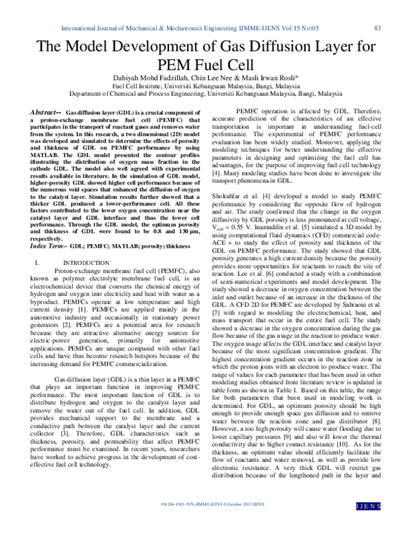 (PDF) The model development of gas diffusion layer for PEM fuel cell