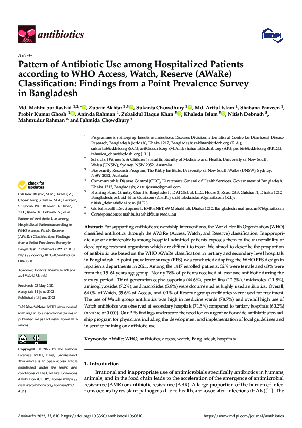 (PDF) Pattern of Antibiotic Use among Hospitalized Patients according ...