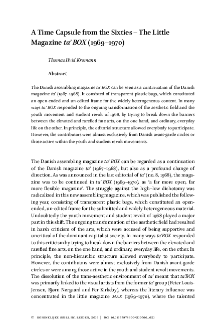 (PDF) A Time Capsule from the Sixties – The Little Magazine ta’ BOX ...