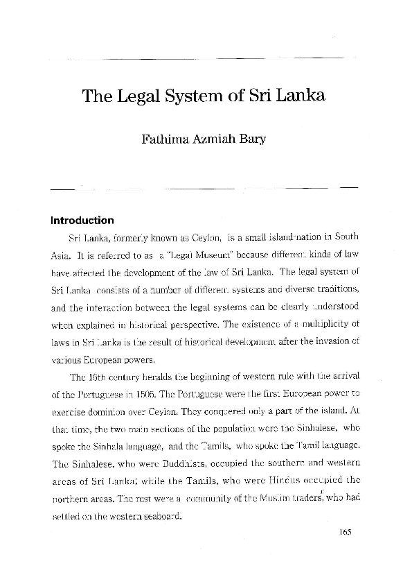 (PDF) The Legal System of Sri Lanka
