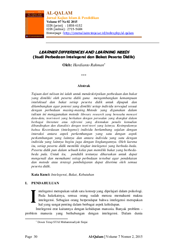 (PDF) Learner Differences and Learning Needs