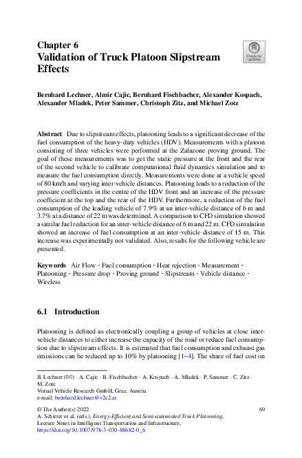 (PDF) Validation of Truck Platoon Slipstream Effects