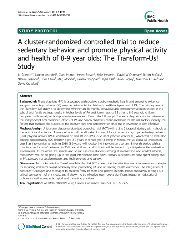 (PDF) A cluster-randomized controlled trial to reduce sedentary behavior and promote physical ...