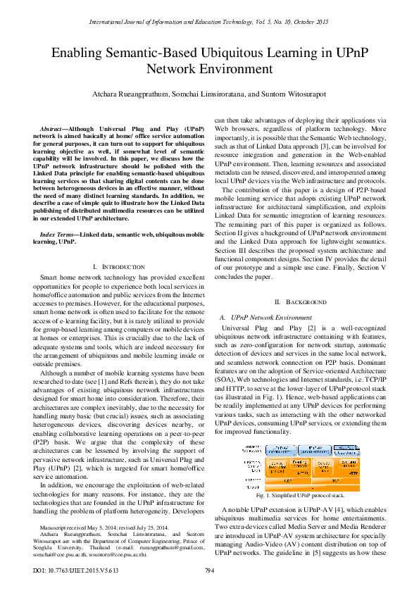 (PDF) Enabling Semantic-Based Ubiquitous Learning in UPnP Network Environment