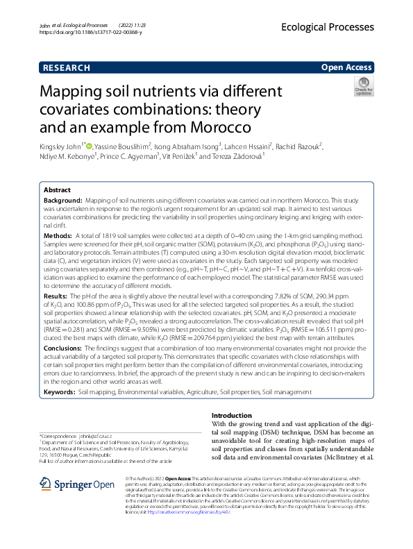 (PDF) Mapping soil nutrients via different covariates combinations ...