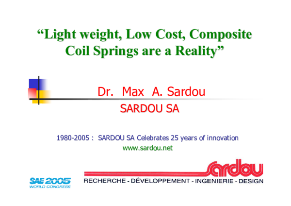 (PDF) Light Weight, Low Cost, Composite Coil Springs are a Reality
