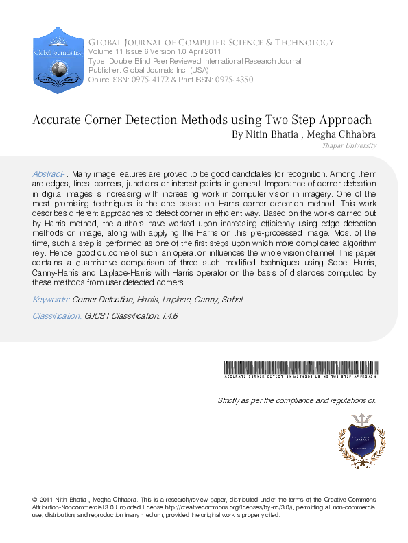 (PDF) Accurate Corner Detection Methods using Two Step Approach