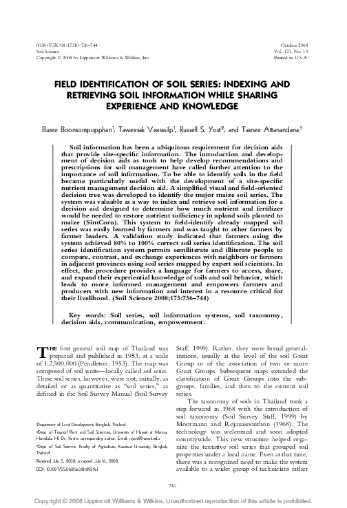 Field Identification of Soil Series