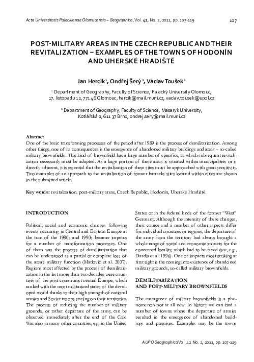 (PDF) Post-Military Areas in the Czech Republic and theirRevitalization ...