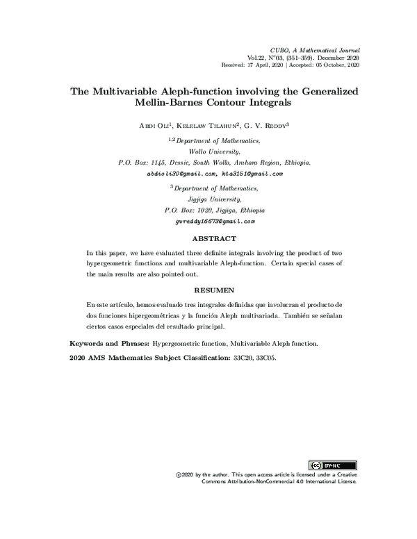 Pdf The Multivariable Aleph Function Involving The Generalized Mellin