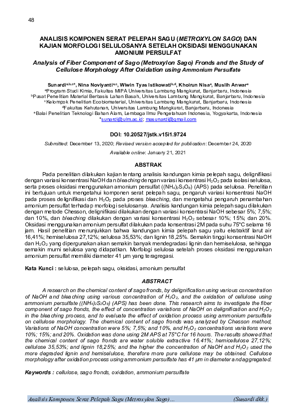 (PDF) Analisis Komponen Serat Pelepah Sagu (Metroxylon Sago) Dan Kajian ...