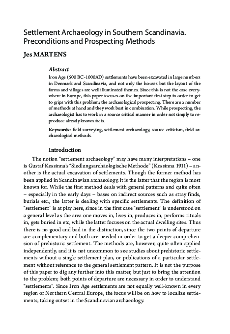 (PDF) Jes Martens, Settlement Archaeology in Southern Scandinavia ...