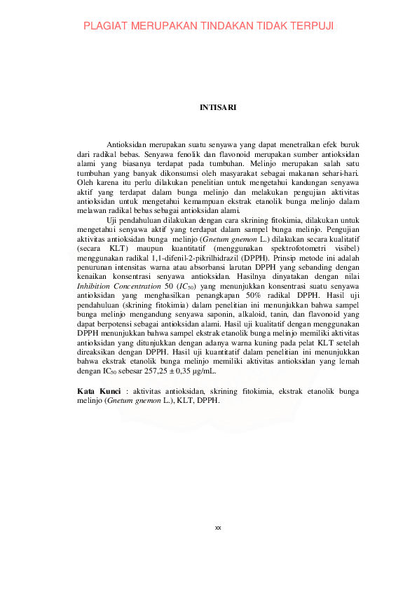 (PDF) Uji aktivitas antioksidan ekstrak etanolik bunga melinjo (Gnetum ...