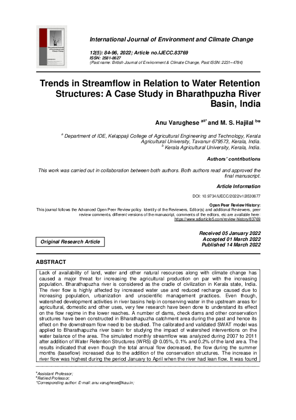 (PDF) Trends in Streamflow in Relation to Water Retention Structures: A ...