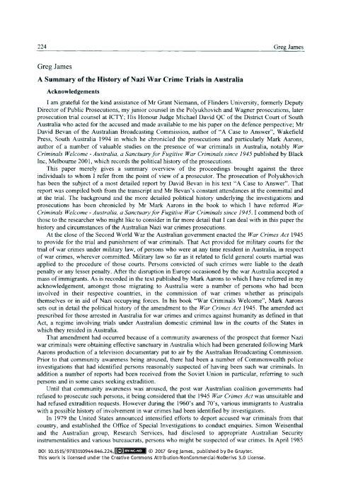 (PDF) A Summary of the History of Nazi War Crime Trials in Australia ...