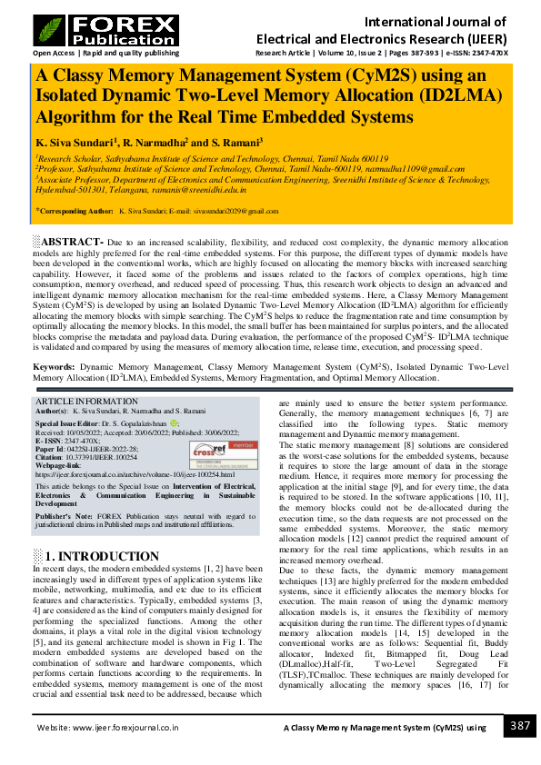 (PDF) A Classy Memory Management System (CyM2S) using an Isolated Dynamic Two-Level Memory ...