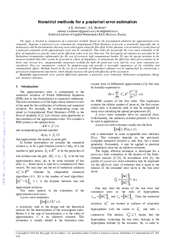 (PDF) Nonstrict methods for a posteriori error estimation