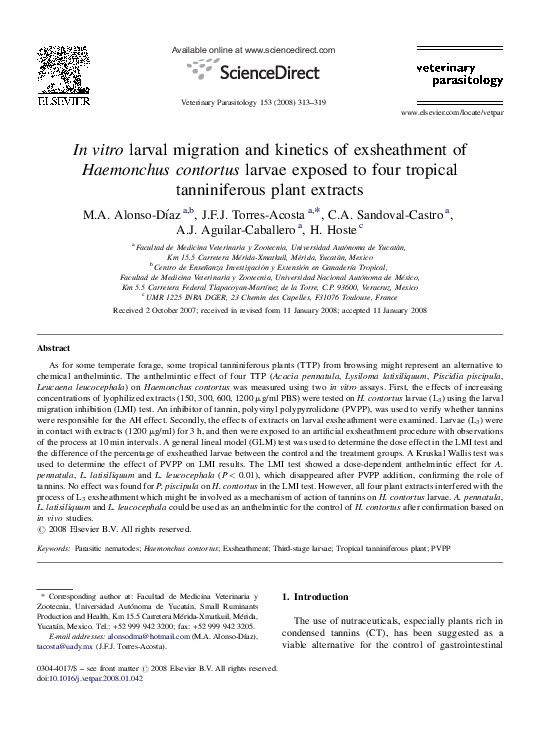 (PDF) In vitro larval migration and kinetics of exsheathment of ...