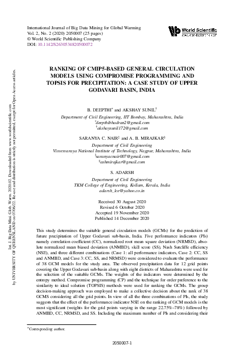 (PDF) RANKING OF CMIP5-BASED GENERAL CIRCULATION MODELS USING ...