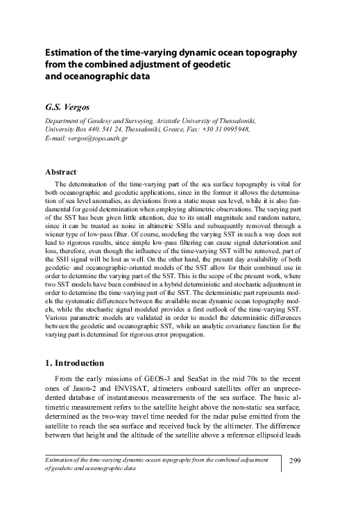 (PDF) Estimation of the time-varying dynamic ocean topography from the ...