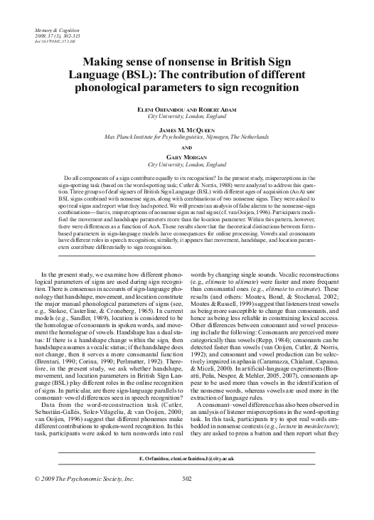 (PDF) Making sense of nonsense in British Sign Language (BSL): The ...