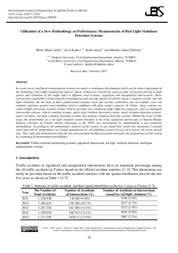 (PDF) Utilization of a New Methodology on Performance Measurements of Red Light Violations ...