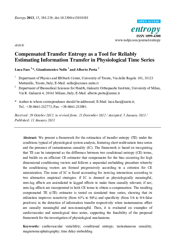 (PDF) Compensated Transfer Entropy as a Tool for Reliably Estimating Information Transfer in ...