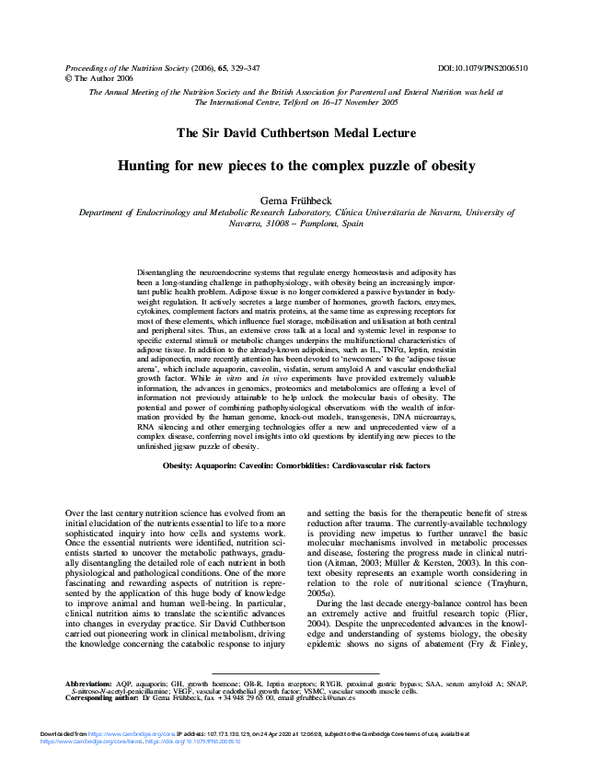 (PDF) The Sir David Cuthbertson Medal Lecture Hunting for new pieces to ...