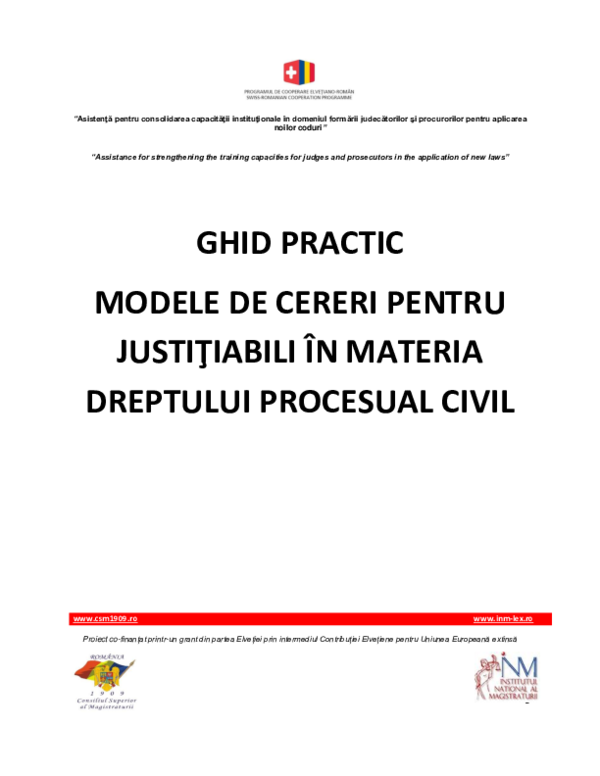 (PDF) GHID PRACTIC MODELE DE CERERI PENTRU JUSTIŢIABILI ÎN MATERIA ...