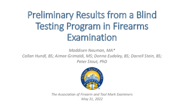 (PDF) Preliminary Results from a Blind Testing Program in Firearms ...
