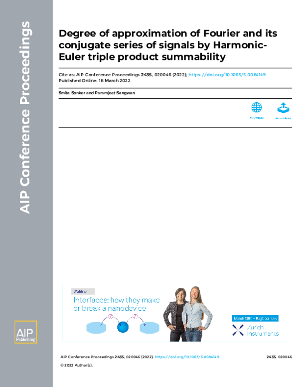 (PDF) Degree of approximation of Fourier and its conjugate series of signals by Harmonic-Euler ...